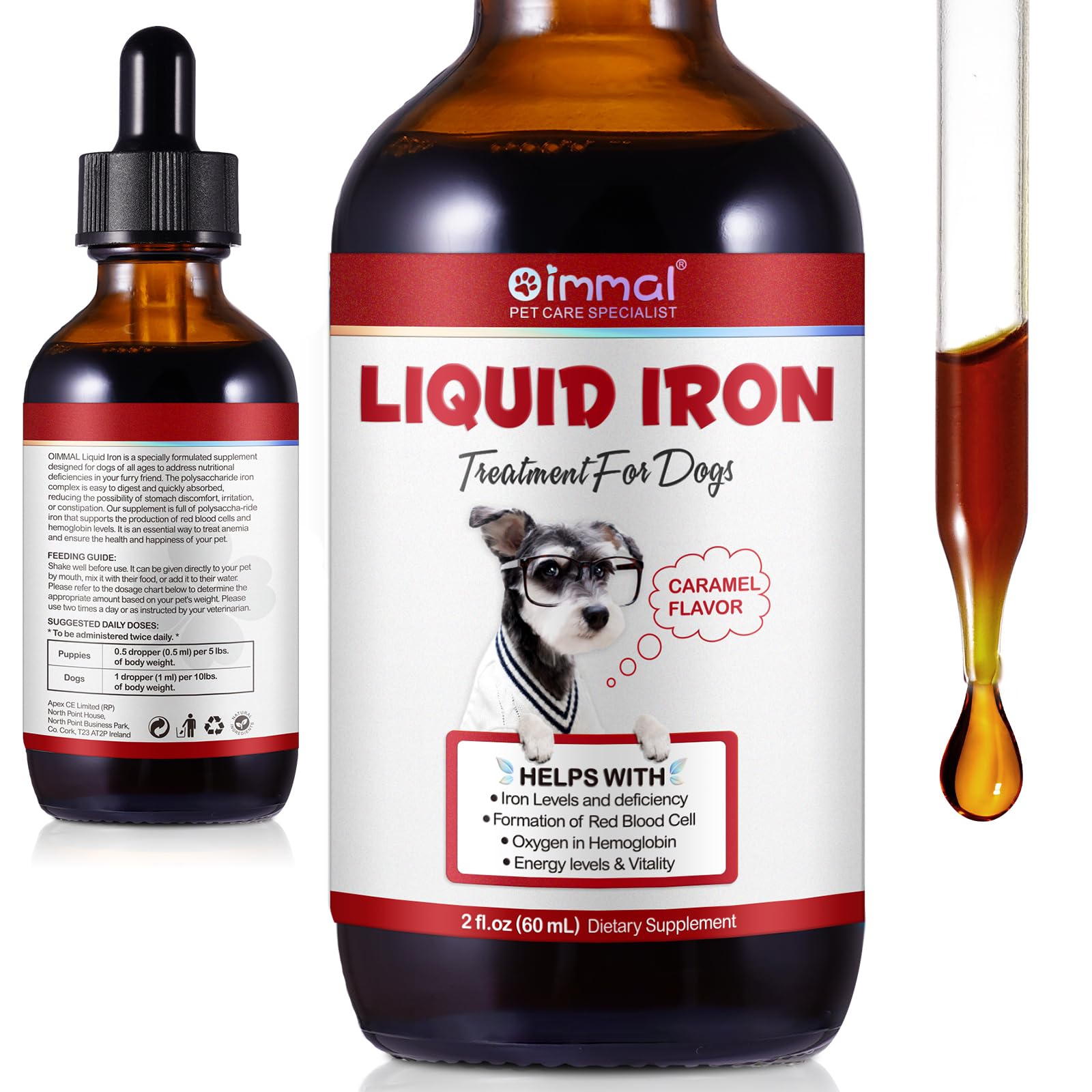 Iron Supplements for Dogs, Liquid Iron for Dogs with Folate and B12 Supports Anemia, Supplement for Anemia in Dogs, Promotes Blood Health 2 oz