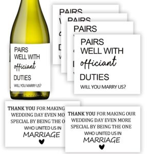 4 pcs officiant whiskey label +2 pcs thank you cards, pairs well with officiant duties wine bottle stickers, wedding card to officiant, wedding officiant liquor label, officiant wedding gift, gifts fo