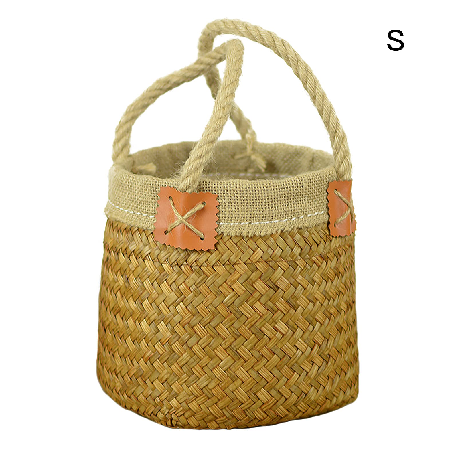 Keebgyy Woven Baskets, Belly Basket with Handles, Multi Purpose Seaweed Belly Basket with Handle, Decorative Basket for Living Room and Bedroom and for Storage of Blankets, Home Decor(#3)