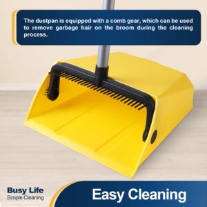 Yocada Commercial Dustpan with Comb Outdoor Indoor for Courtyard Garage Lobby Mall Market Floor Home Kitchen Room Office Pet Hair Rubbish 3PCS