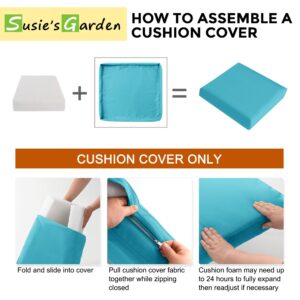 SUSIE'S GARDEN 6p Outdoor Cushion Slipcovers Outdoor Patio Cushions Covers Replacement Waterproof with Zipper for 5-Seat Outdoor Rattan Sofa Patio Furniture Cushion Covers Teal Blue, Covers Only