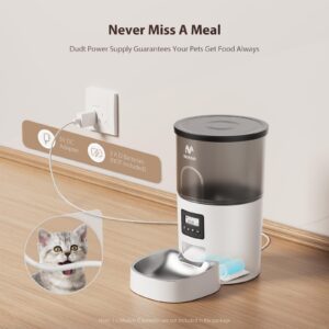 IMIPAW Automatic Cat Feeders, 3L Timed Cat Dry Food Dispenser, Dual Power Supply, Programmable Portion Size, 1-6 Meals Per Day, Auto Pet Feeder for Cats and Small Dogs