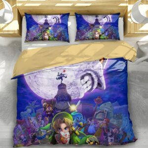 XOUKI Legend of Link Wild Game 3D Bedding Duvet Cover Set 3 Piece (1 Duvet Cover + 2 Pillow Cases) Bedding Set (Full 79x90in + 20x30in*2,08)