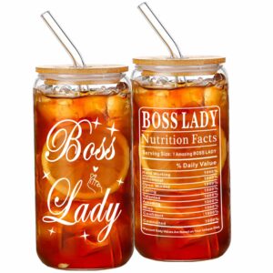 mafent boss lady gifts 16 oz can glass thank you gifts for boss lady mom manager coworker employer colleagues teacher administrative professional day gifts birthday christmas gifts for boss lady