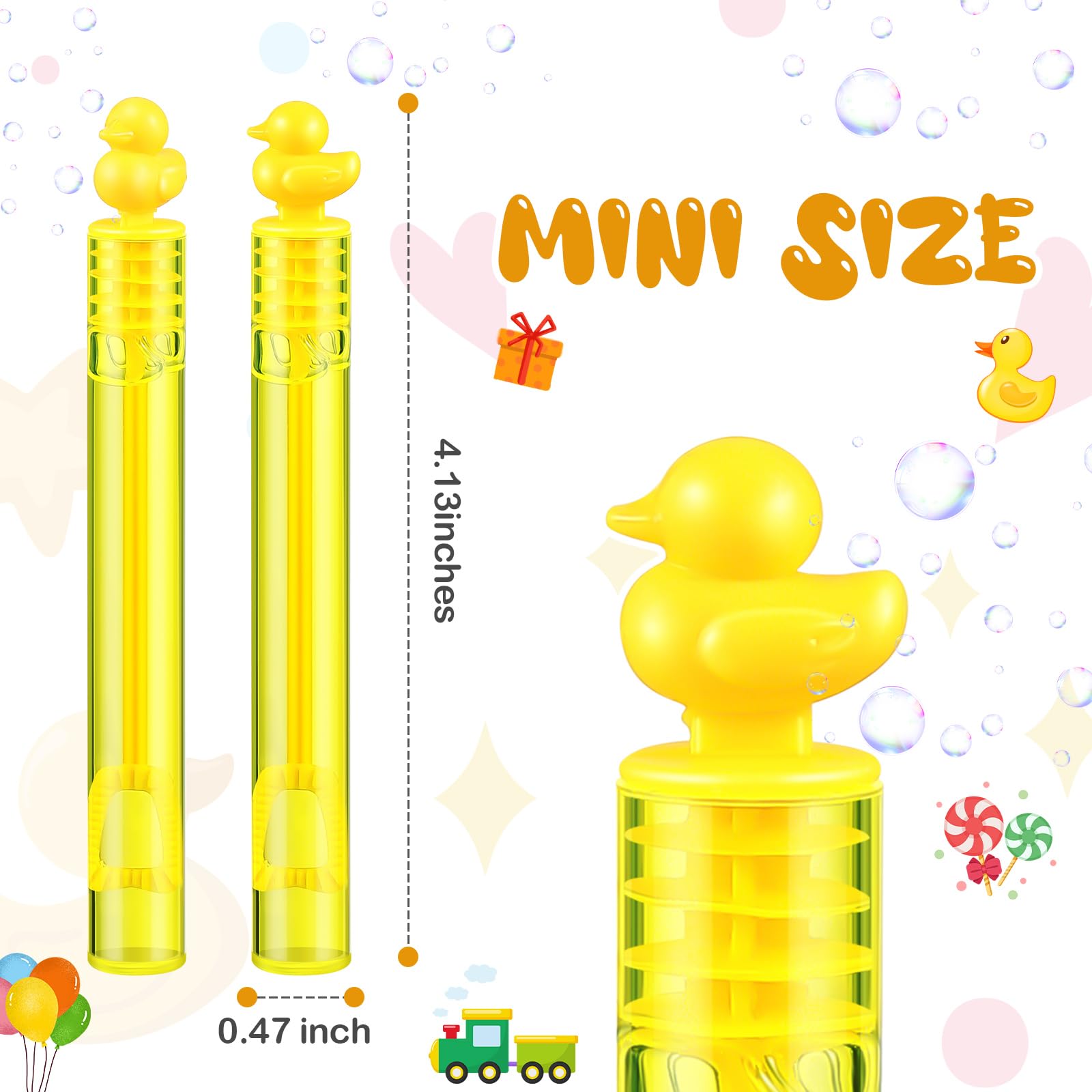 Foilswirl 50 Pcs Duck Bubbles Party Favors for Kids Yellow Duck Mini Bubble Wand Bubble Blowing Sticks Bulk for Summer Birthday Party Supplies Bath Time Gifts Carnival Prizes