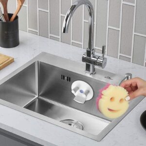 Sponge Holder, Sink Caddy for Scrub Sponges, Kitchen/Bathroom Sink Sponge Storage with Suction Cup Installation，Holding Smiley Sponges，Self-Draining and Dishwasher Safe(Sponges Not Included),1pcs