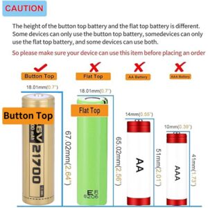 EcoSolutions 21700 Rechargeable Battery Case Set, 2pack 5000mah Large Capacity 3.6Volt 21700 Tip Battery for flashlights ect,