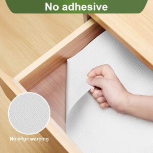 Moriah Non Adhesive Shelf Liner for Kitchen Cabinet, Strong Grip Drawer Liner Waterproof Washable for Bathroom, Non Slip Cabinet Paper Liner Protector for Cupboard Shelves(White,12'' x 10')