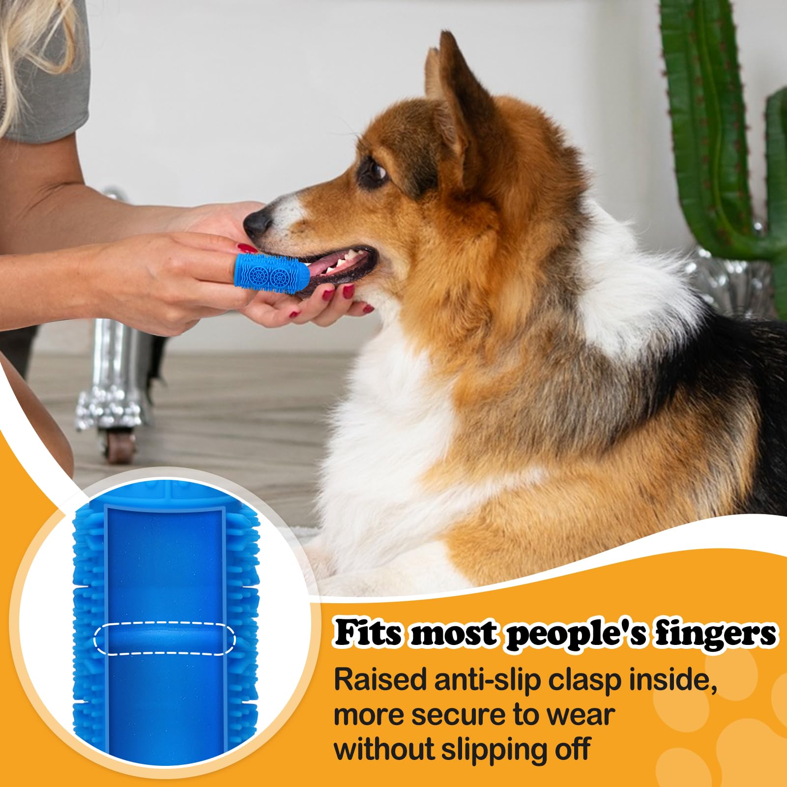 MEWTOGO Dog Toothbrush - Finger Toothbrush for Medium Large Dogs, 360° Food Grade Silicone Dog Tooth Brushing Kit with Storage Box for Dog Teeth Cleaning Dental Care, 6 Pcs