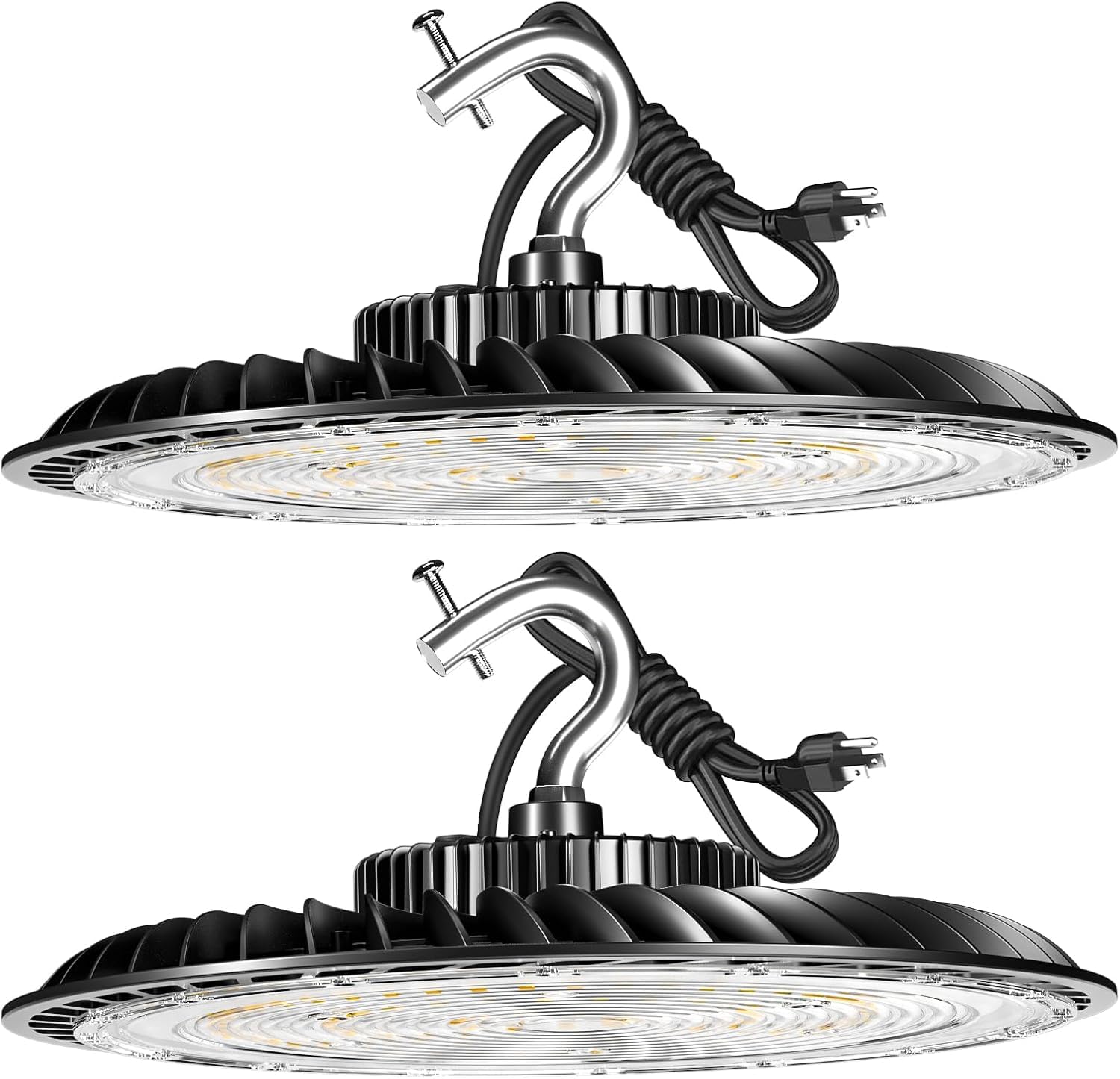 Upgrade 300W LED High Bay Light 45000lm (Eqv.1200W MH/HPS) Commercial Bay Lighting, 5000K LED UFO High Bay- 2Pack (Coverage:66~110ft at Height:30~50FT)