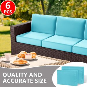 SUSIE'S GARDEN 6p Outdoor Cushion Slipcovers Outdoor Patio Cushions Covers Replacement Waterproof with Zipper for 5-Seat Outdoor Rattan Sofa Patio Furniture Cushion Covers Teal Blue, Covers Only