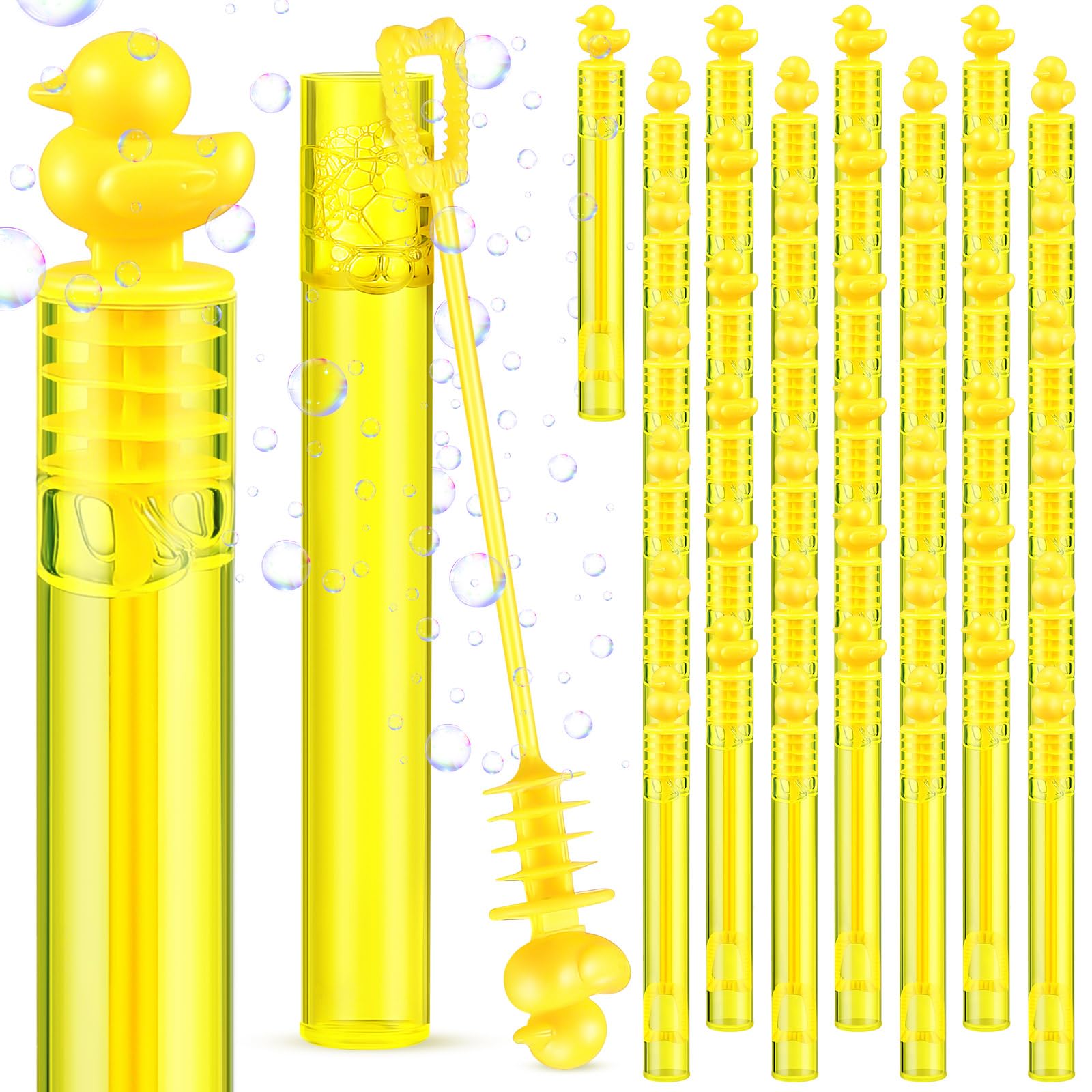 Foilswirl 50 Pcs Duck Bubbles Party Favors for Kids Yellow Duck Mini Bubble Wand Bubble Blowing Sticks Bulk for Summer Birthday Party Supplies Bath Time Gifts Carnival Prizes