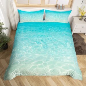 castle fairy hawaii sea wave bedding set tropical ocean summer comforter cover ombre blue duvet cover room decor swimming pool bedspread cover king bedding collection 3pcs