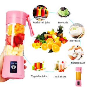 Portable Blender, Personal Blender Portable, USB Portable Blender for Smoothies with 6 Ultra Sharp Blades, Portable Blenders for Travel/Picnic/Office/Gym Pink