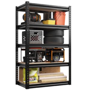 REIBII Storage Shelves 5 Tier Garage Shelving Load 1520LBS Garage Storage Shelves, Shelving Units and Storage Adjustable Heavy Duty Shelving Utility Rack Shelf for Pantry 59.8" H x 27.6" W x 11.8" D