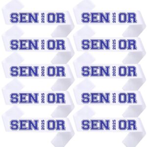 nauxiudsjs senior sash 2025,white sashes 10 pack with blue glitter letters, class of 2025 graduation celebrations sashes, finally graduated cheerleader celebration party decorations supplies