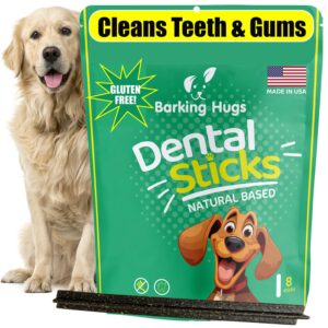 barking hugs dental sticks - natural dog dental treats for fresh breath & clean teeth, all natural dog breath freshener dogs, no grain or fillers, dental chews for dogs with peppermint oil