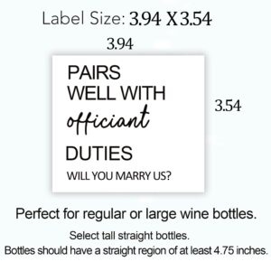 4 Pcs Officiant Whiskey Label +2 Pcs Thank You Cards, Pairs well with officiant duties Wine Bottle Stickers, Wedding Card to Officiant, Wedding Officiant Liquor Label, Officiant Wedding Gift, Gifts fo