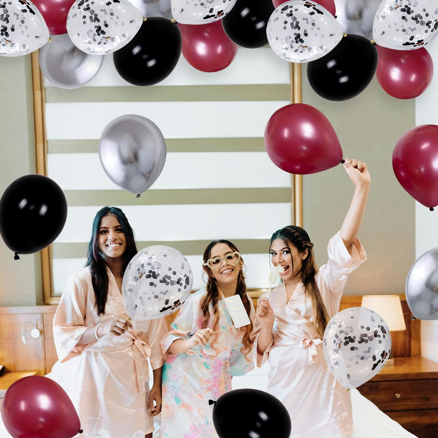 HappyField Graduation Party Decorations 40pcs Burgundy Black Silver Party Balloons For Birthday Decoration Wedding Bridal Shower Anniversary 2024 Maroon Black Silver Graduation Party Supplies