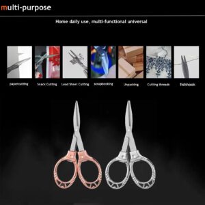 2 Pieces Small Scissors, Foldable Travel Scissors, Mini Folding Scissors for Home, Office, Outdoor, Nurse, Portable Pocket Scissors (rose gold)