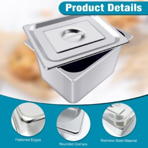 2 Pcs 1/2 Size x 6 Inch Deep Half Size Steam Table Pans Stainless Steam Hotel Pan with Lid Restaurant Supplies Food Pans for Home, Party, Buffet