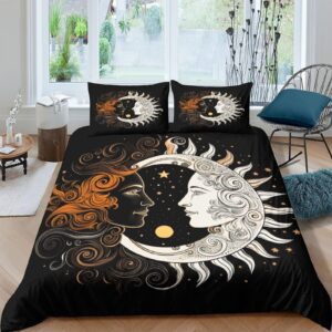 ERGTT Moon and Sun Quilt Cover Comforter Covers 3D Print Cartoon Color Duvet Cover for Boys Girls with Pillow Cases with Zipper Closure Bedding Set Soft Microfiber 3 Pieces Twin（173x218cm）, Style-9