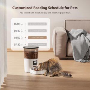 IMIPAW Automatic Cat Feeders, 3L Timed Cat Dry Food Dispenser, Dual Power Supply, Programmable Portion Size, 1-6 Meals Per Day, Auto Pet Feeder for Cats and Small Dogs