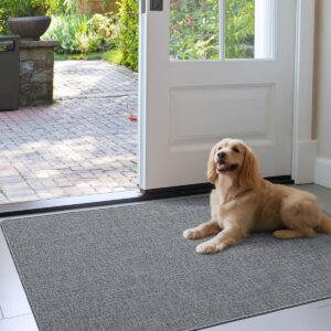 LUMI Large Indoor Door Mat, 36"x59" Non Slip Rubber Backing Entrance Mat, Easy Clean Low Profile Ultra Thin Entryway Mat for Inside House, Patio, Grey