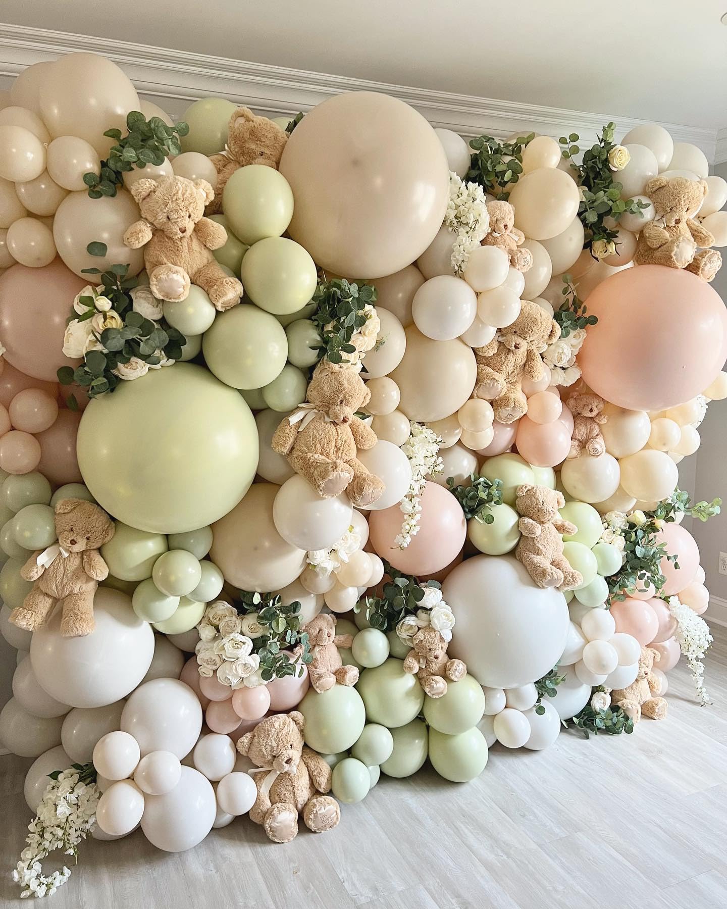 Pastel Green and Yellow Balloon Garland Arch kit - All Double Stuffed Balloons with Blush Pink Cream Grey Balloons for Birthday Baby Shower Bridal Shower Wedding Party