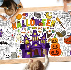 gatherfun halloween activity poster - 31.5 x 72 inches,halloween party, versatile paper coloring banner/table cover for school party halloween decoration