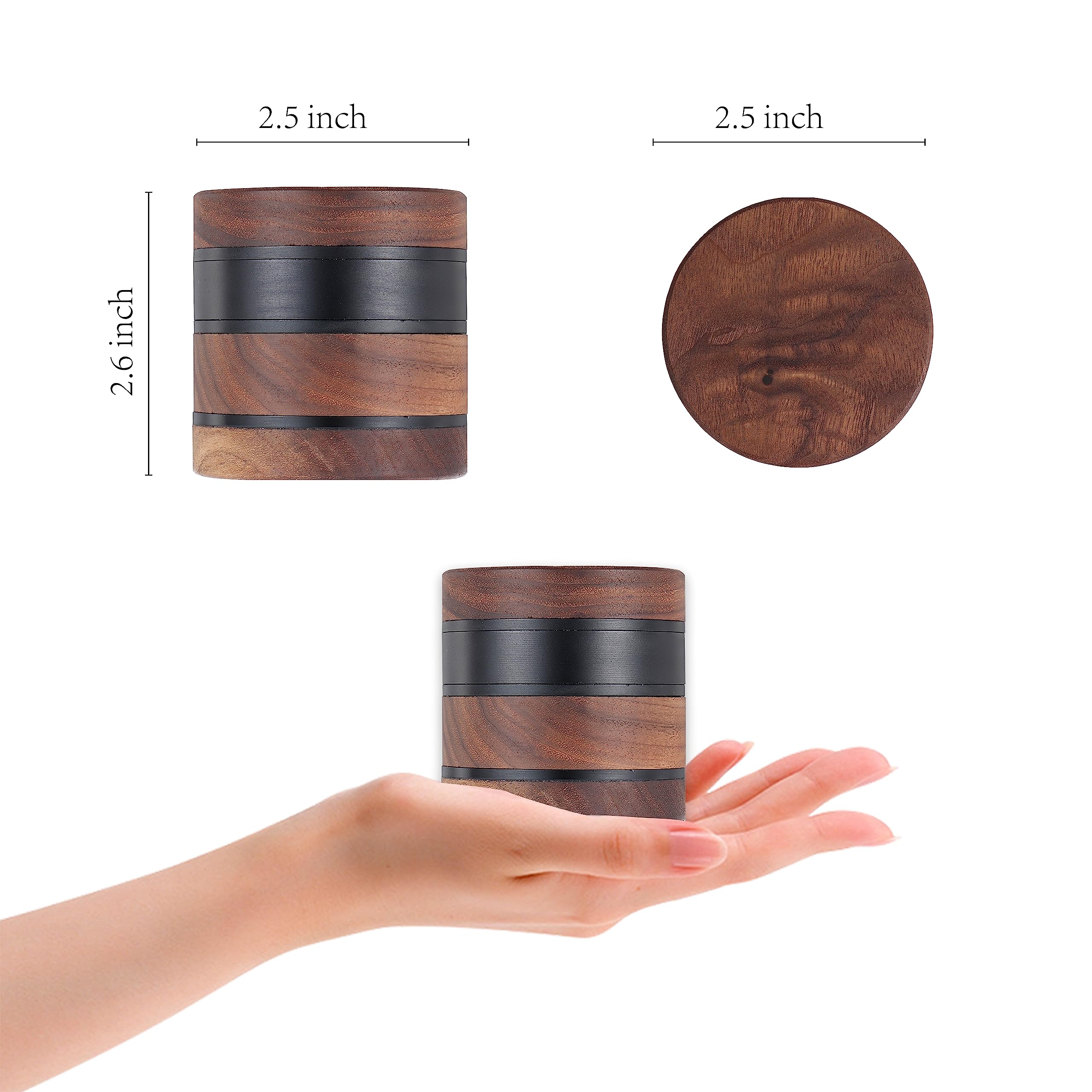 Black Wooden Spice Grinder 2.5"