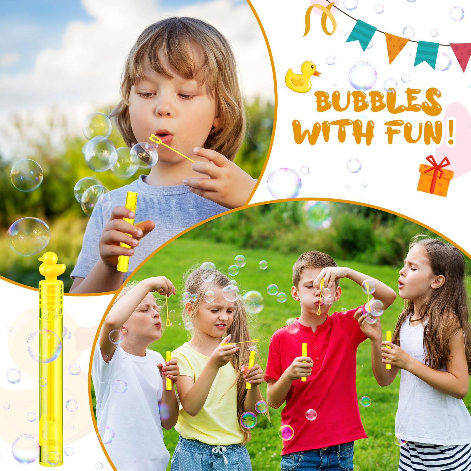 Foilswirl 50 Pcs Duck Bubbles Party Favors for Kids Yellow Duck Mini Bubble Wand Bubble Blowing Sticks Bulk for Summer Birthday Party Supplies Bath Time Gifts Carnival Prizes