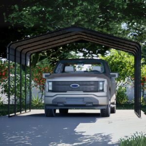 new yard carport 12 x 20 x 7 ft sturdy all-steel heavy duty canopy shelter with metal frame for parking a car, suv, truck, boat, motorcycle, and other vehicles outdoor in your driveway