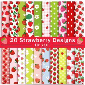 20 pcs 10''x10'' strawberry fabric strawberry fabric squares quilting cotton fabric bundle for diy sewing fabric precuts quilt squares multi color printed patchwork supplies for quilting patchwork