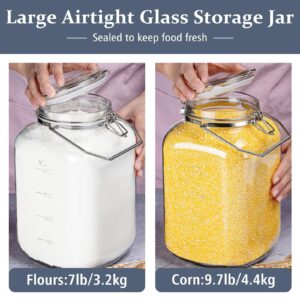 1.5 Gallon Glass Jar with Airtight Lid, Square Wide Mouth Mason Jars with Stainless Steel Handle, Large Glass Storage Containers for Canning, Flour, Sugar, Fermentation, Rice, Pickled Eggs