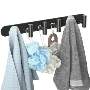 black bath towel hooks, coat hooks entryway heavy duty coat racks,wall mount towel hooks and towel rack, stainless steel wall hook decor for hat, robes, keys- bathroom bedroom hanger organizer