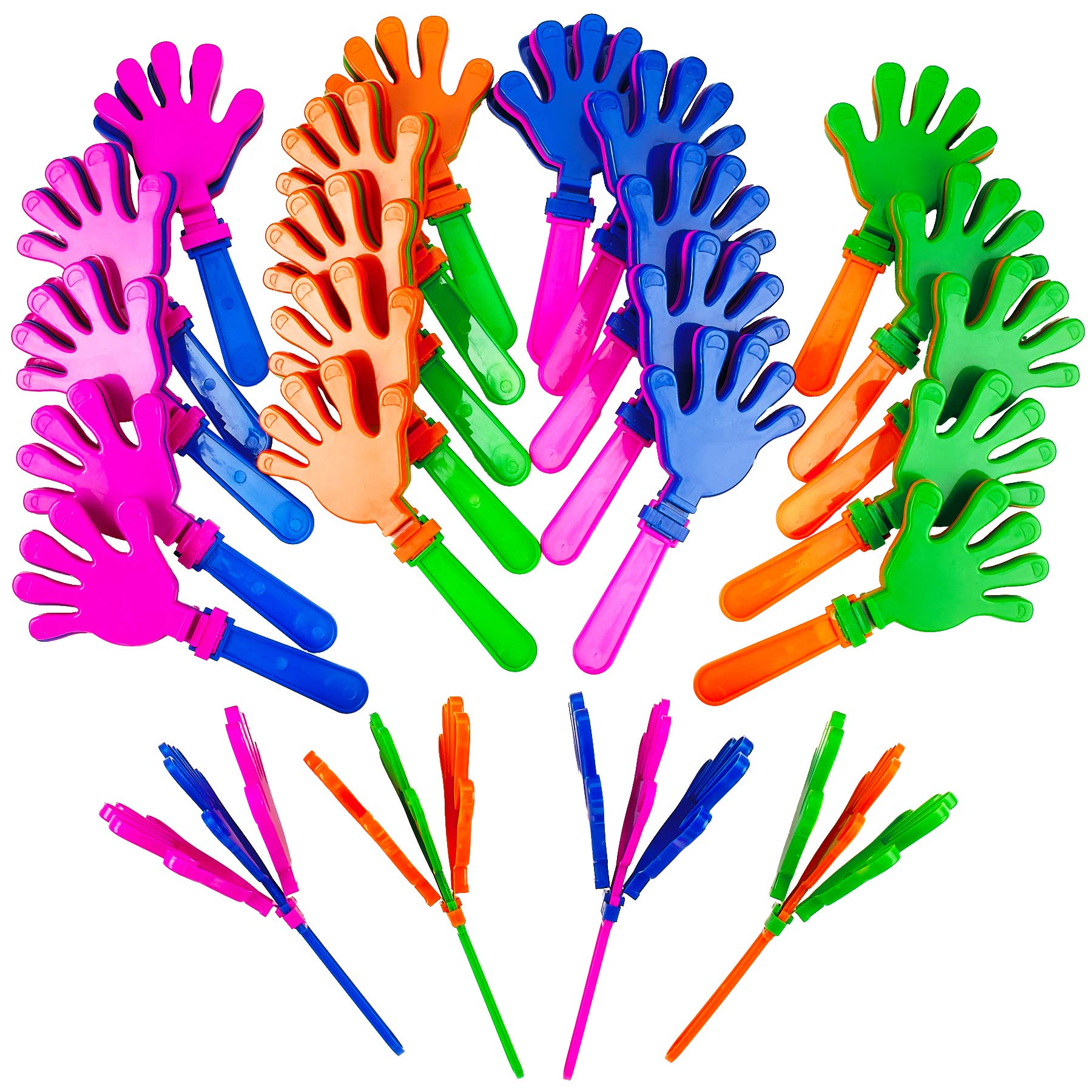 Playbees Colorful Hand Clappers - 24 Pack - 7" Noisemakers for Ultimate Party Fun - Sporting Spectacles, Birthday Extravaganzas, and Graduation Celebrations