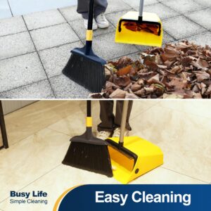 Yocada Commercial Dustpan with Comb Outdoor Indoor for Courtyard Garage Lobby Mall Market Floor Home Kitchen Room Office Pet Hair Rubbish 3PCS