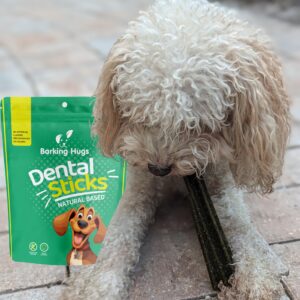 BARKING HUGS Dental Sticks - Natural Dog Dental Treats for Fresh Breath & Clean Teeth, All Natural Dog Breath freshener Dogs, No Grain or fillers, Dental Chews for Dogs with Peppermint Oil