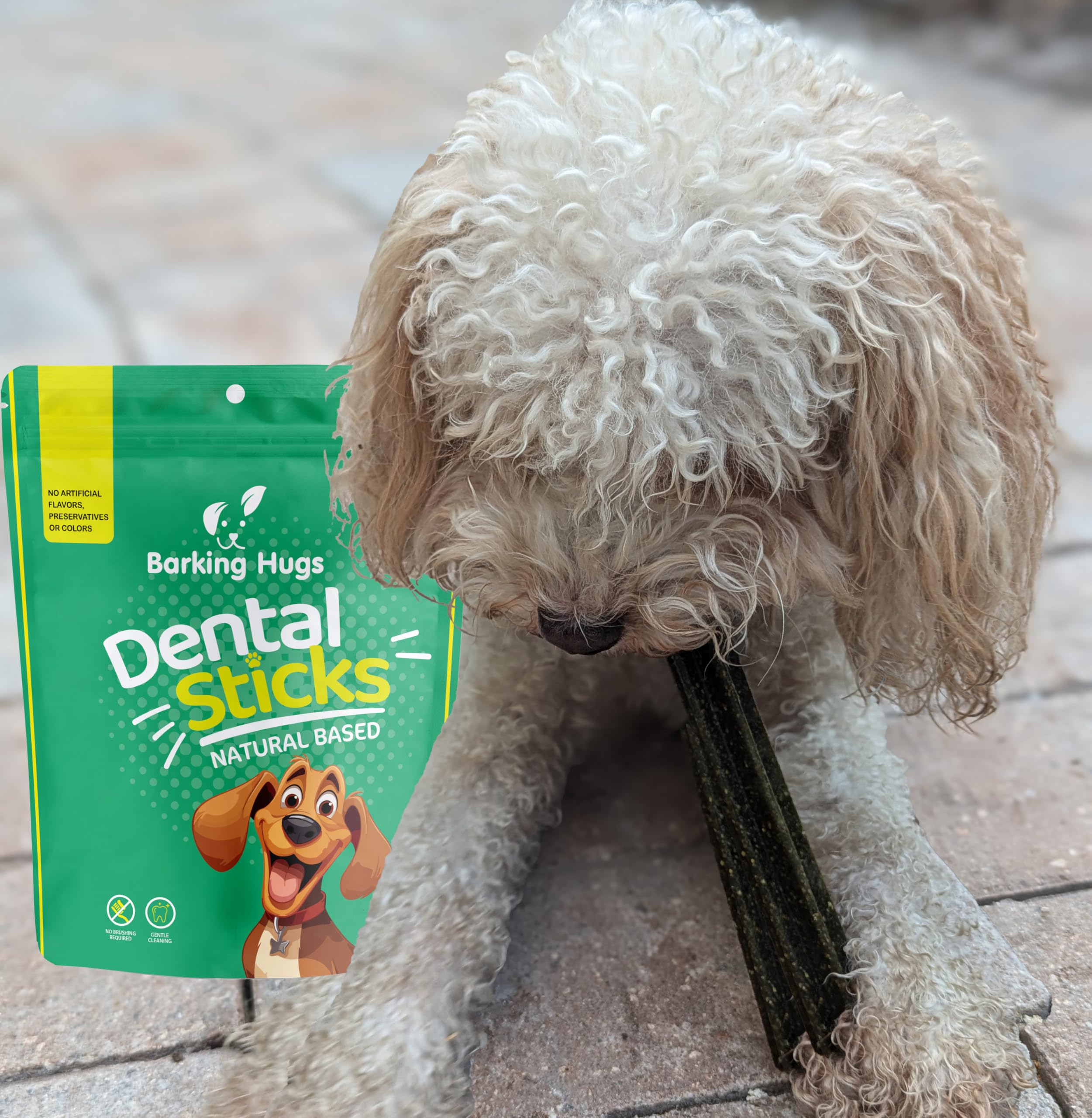 BARKING HUGS Dental Sticks - Natural Dog Dental Treats for Fresh Breath & Clean Teeth, All Natural Dog Breath freshener Dogs, No Grain or fillers, Dental Chews for Dogs with Peppermint Oil