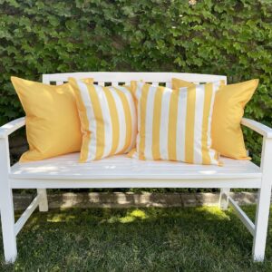 Ensperta Pack of 2 Solid and Stripe 20''x20'' Outdoor Waterproof Yellow Throw Pillow Covers Decorative Square Cushion Patio Pillows for Patio Furniture (Samoan Sun)