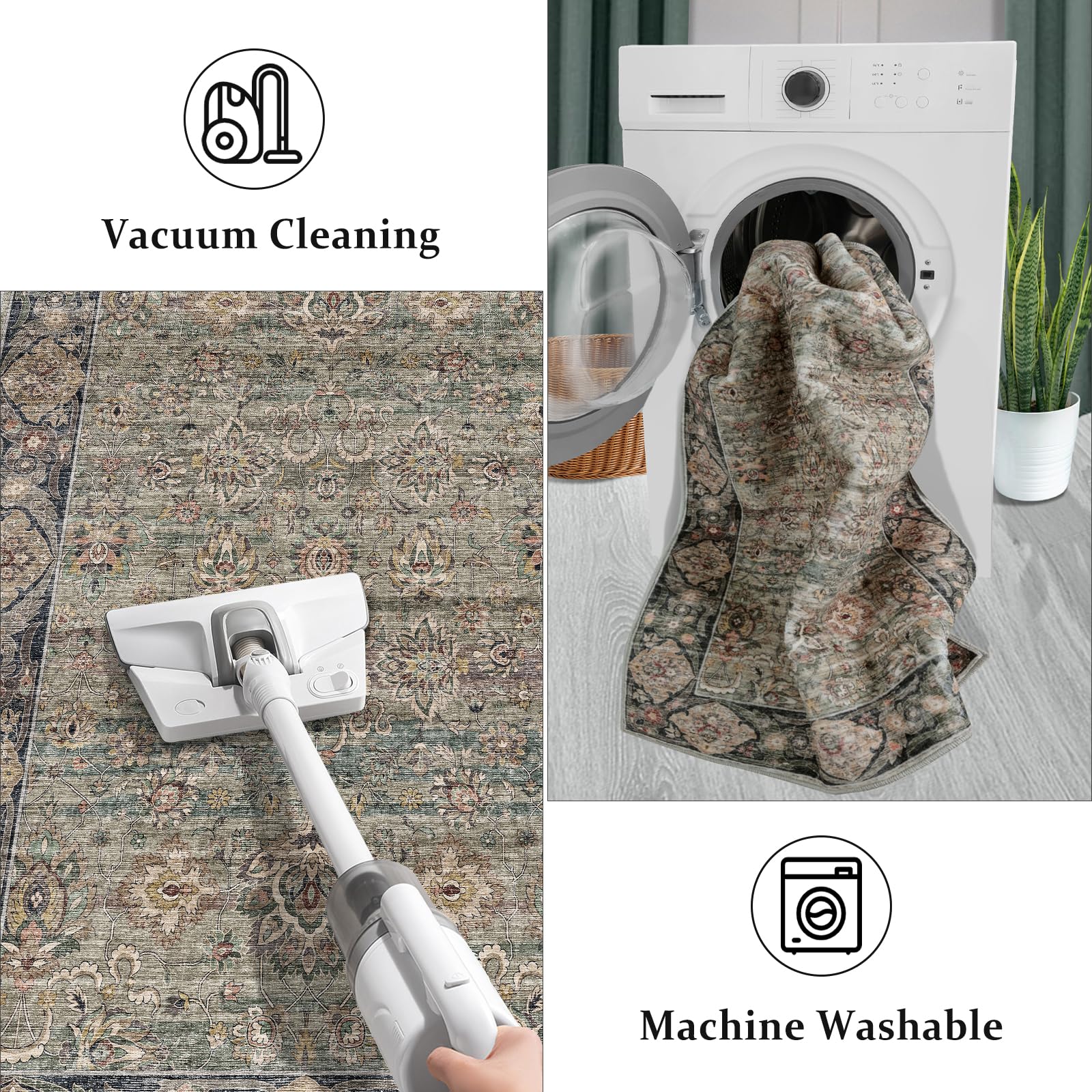 SONGLET Vintage 2x3 Machine Washable Distressed Door Mat Living Room Carpet Throw Rug for Office Dining Room Bathroom