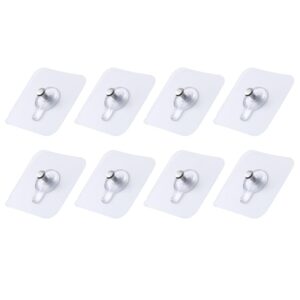 CTFRQC Adhesive Hooks for Wall(13lb Max), Wall Hangers Without Nails for Photos Frames, Utility Waterproof and Oil Resistant Hooks for Decorations and Bathroom Kitchen Racks -8 Pack, Transparent