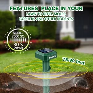 Outdwella 2024 New Solar Powered Sonic Mole Repeller - Ultimate Eco-Friendly Garden Solution