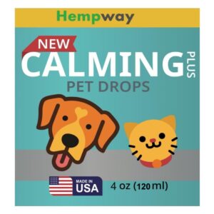 hempway pet calming drops - anti-separation natural dog cat calming formula for well-being and comfort - 120 servings - bacon flavor 4 oz 120 ml