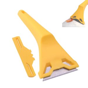 yafiygi glass scraper heavy duty window paint scraper plastic razor blade scrapers knife tool for stains paints putty glue residue wallpaper mud windshields removing remover cleaner(yellow)