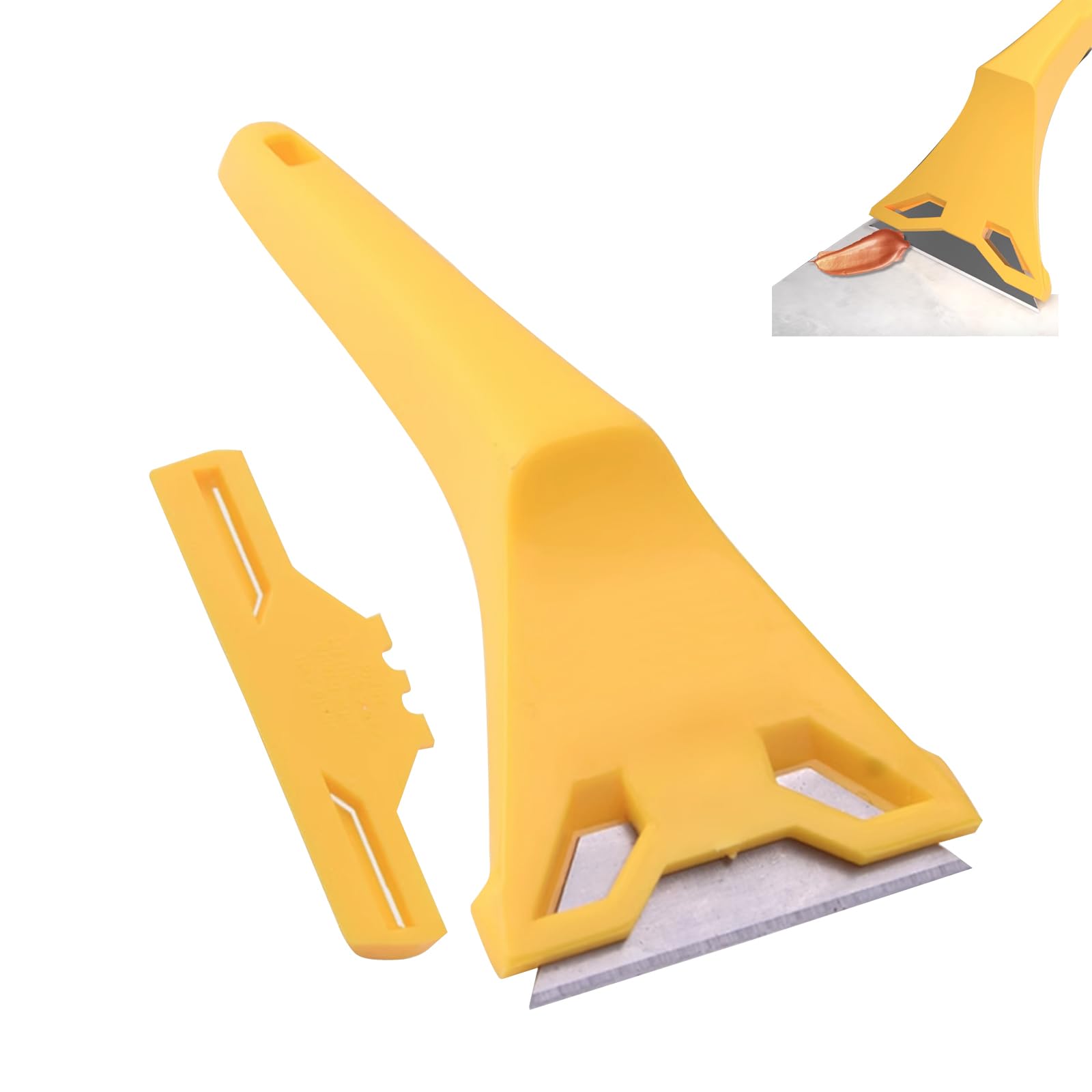 YAFIYGI Glass Scraper Heavy Duty Window Paint Scraper Plastic Razor Blade Scrapers Knife Tool for Stains Paints Putty Glue Residue Wallpaper Mud Windshields Removing Remover Cleaner(Yellow)