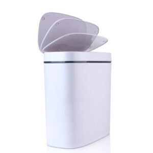 4 gallon garbage can,small bathroom trash can,smart trash can, extra wide opening, automatic opening and closing lid, motion sensor, non-contact trash can with lid for kitchen bathroom office