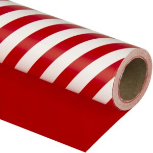 wrapaholic reversible wrapping paper - mini roll - 17 inch x 33 feet - red and stripes design for christmas, birthday, holiday, wedding, baby shower