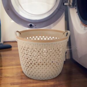 PRETYZOOM Flexible Laundry Basket Plastic Clothes Hamper with Handle Hollow Out Dirty Clothes Hamper Laundry Hamper Storage Bin Sundries Organizer for Bedroom Bathroom